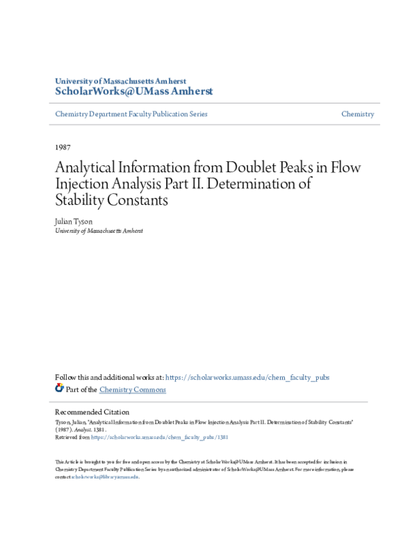 (PDF) Doublet Peaks in Flow Injection Analysis
