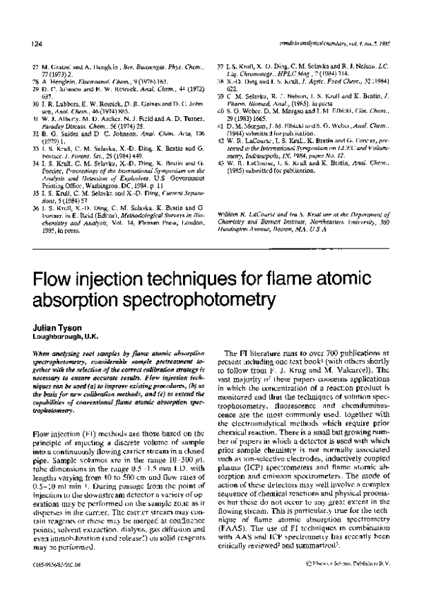 Pdf Flow Injection Techniques For Flame Atomic Absorption Spectrophotometry