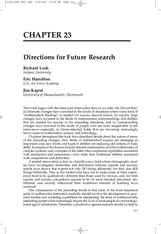 (PDF) Directions for Future Research
