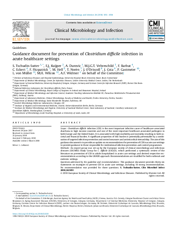 (PDF) Guidance document for prevention of Clostridium difficile ...