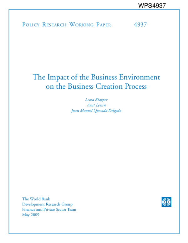 (PDF) The Impact Of The Business Environment On The Business Creation ...