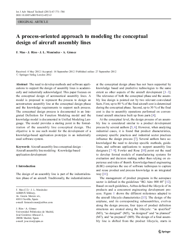 (PDF) A process-oriented approach to modeling the conceptual design of aircraft assembly lines