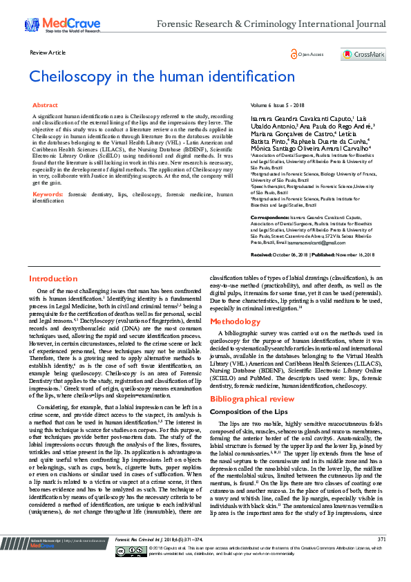 (PDF) Cheiloscopy in the human identification