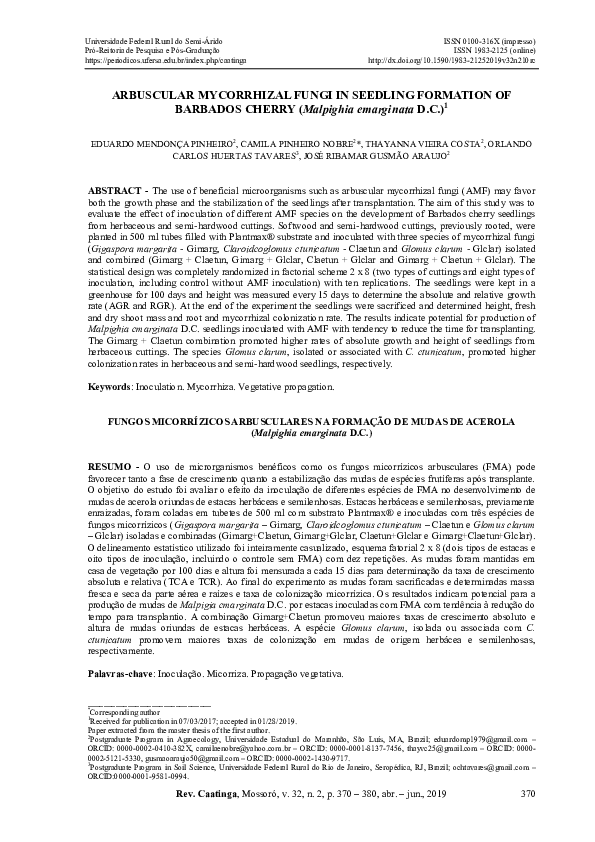 (PDF) ARBUSCULAR MYCORRHIZAL FUNGI IN SEEDLING FORMATION OF BARBADOS ...