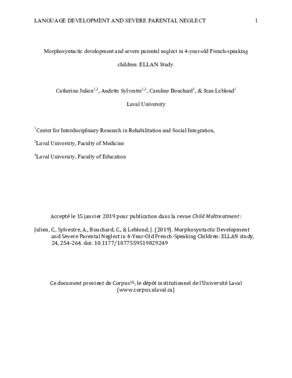 (PDF) Morphosyntactic Development and Severe Parental Neglect in 4-Year ...