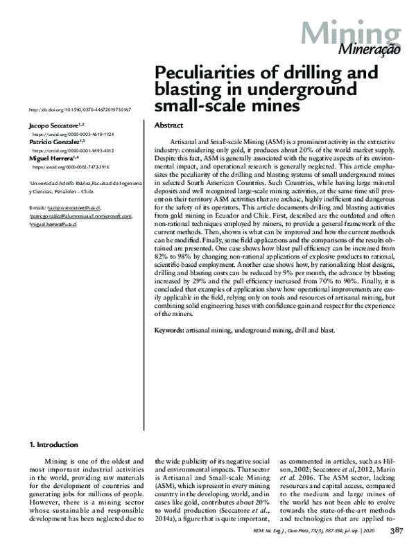 (PDF) Peculiarities of drilling and blasting in underground small-scale ...