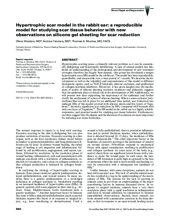 (PDF) Hypertrophic scar model in the rabbit ear: a reproducible model ...