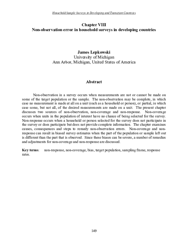 (PDF) Household Sample Surveys in Developing and Transition Countries ...