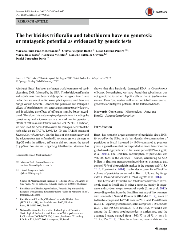 (PDF) The herbicides trifluralin and tebuthiuron have no genotoxic or ...