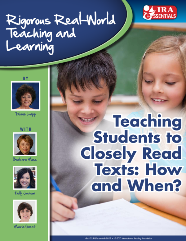 (PDF) Teaching Students to Closely Read Texts: How and When?
