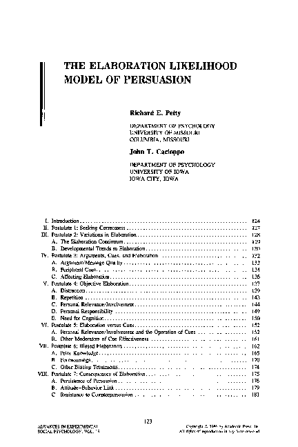 (PDF) The Elaboration Likelihood Model of Persuasion