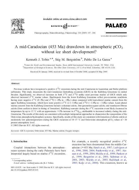 (PDF) A mid-Caradocian (453 Ma) drawdown in atmospheric pCO2 without ...