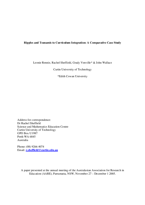 (PDF) Ripples and tsunamis to curriculum integration: a comparative ...