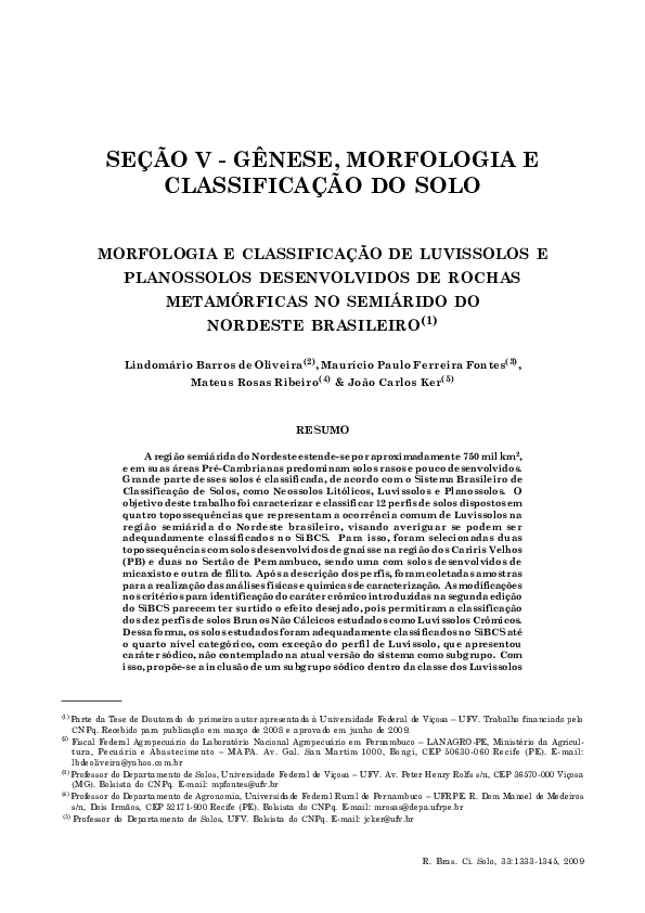(PDF) Morfologia e classificação de luvissolos e planossolos ...