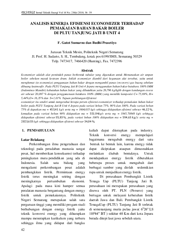 (PDF) Analisis Kinerja Efisiensi Economizer Terhadap Pemakaian Bahan ...
