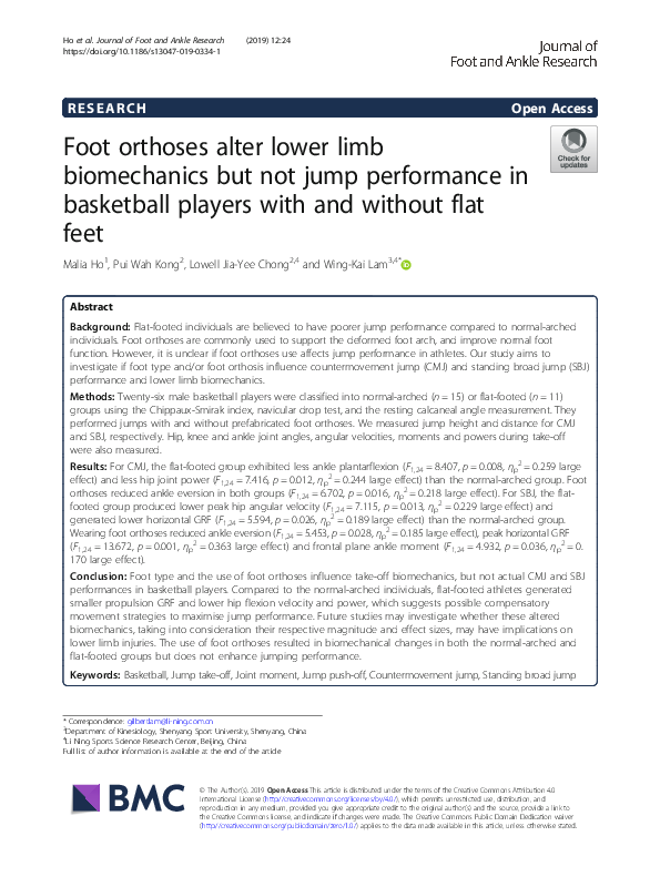 (PDF) Foot orthoses alter lower limb biomechanics but not jump ...