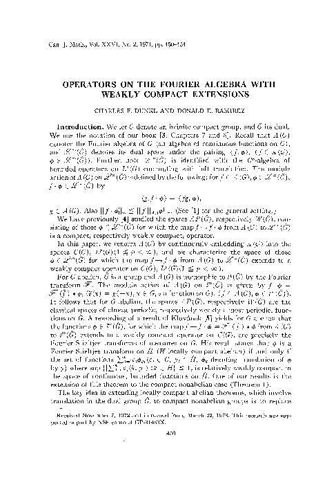 (PDF) Fourier Algebra Operators with Compact Extensions