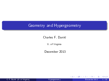 (PDF) Geometry and Hypergeometry | Charles Dunkl - Academia.edu