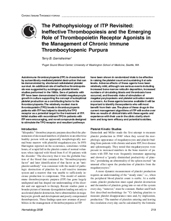 (PDF) The pathophysiology of ITP revisited: ineffective thrombopoiesis ...