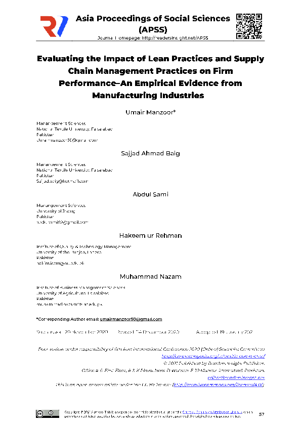 (PDF) Evaluating the Impact of Lean Practices and Supply Chain Management Practices on Firm ...