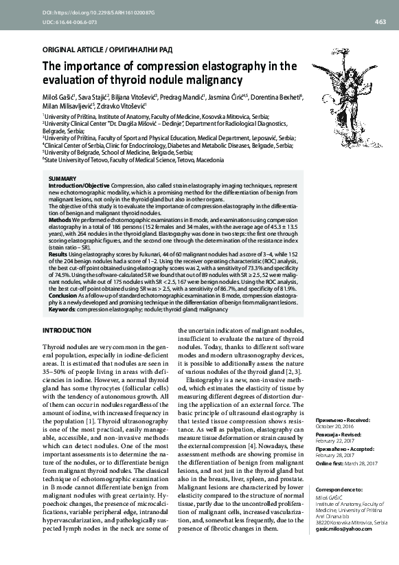 (PDF) The importance of compression elastography in evaluation of ...