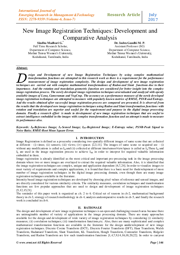 (PDF) New Image Registration Techniques: Development and Comparative ...