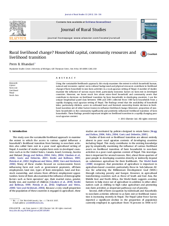 (PDF) Rural livelihood change? Household capital, community resources ...