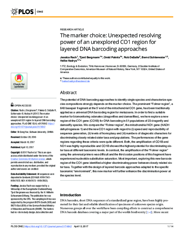 (PDF) The marker choice: Unexpected resolving power of an unexplored ...