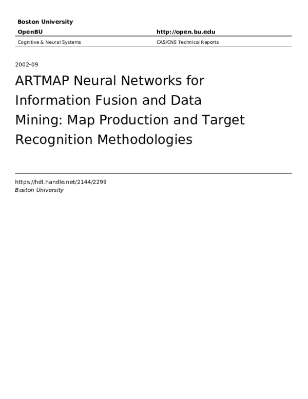 (PDF) ARTMAP neural networks for information fusion and data mining: map production and target ...