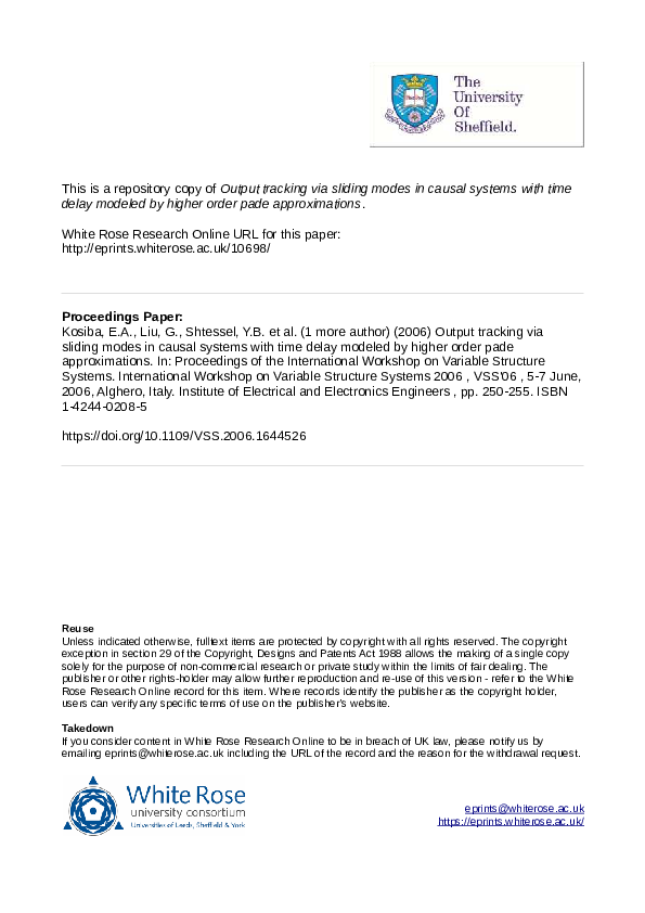 (PDF) Output Tracking via Sliding Modes in Causal Systems with Time ...