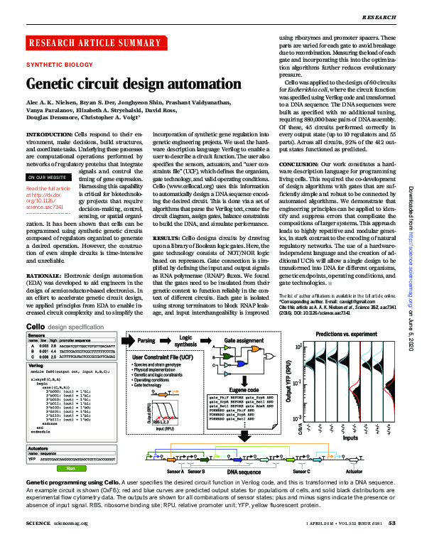 (PDF) Genetic circuit design automation
