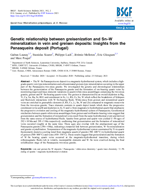 (PDF) Genetic relationship between greisenization and Sn–W ...
