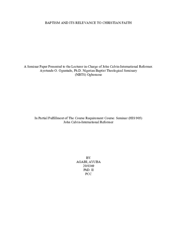 (DOC) AGABI, Ayuba on Baptism Term Paper