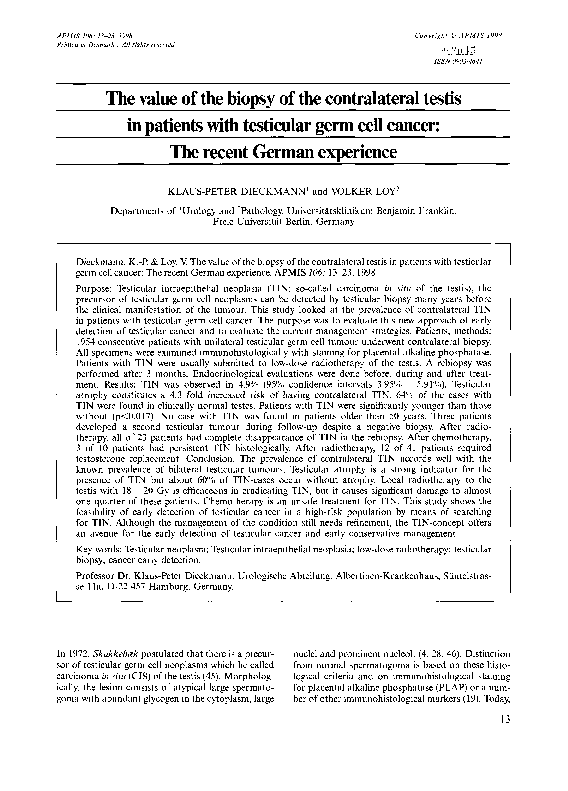 (PDF) The value of the biopsy of the contralateral testis in patients ...