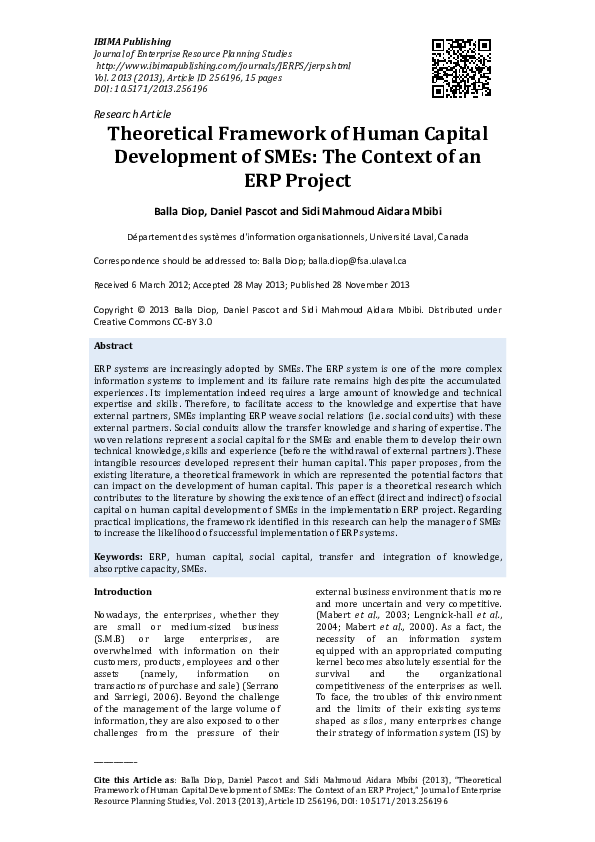 (PDF) Theoretical Framework of Human Capital Development of SMEs: The ...