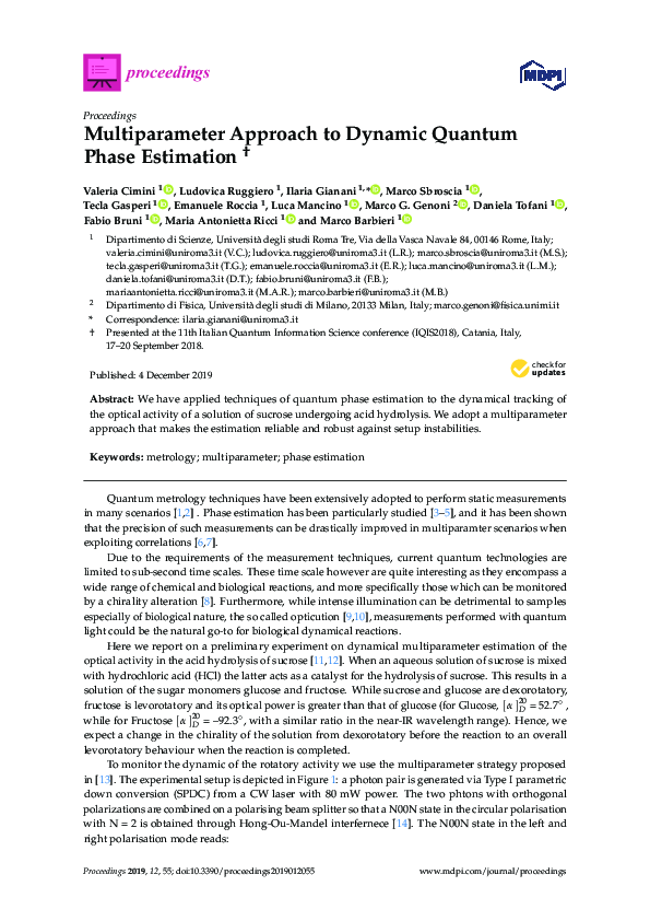 (PDF) Multiparameter Approach to Dynamic Quantum Phase Estimation