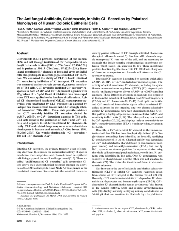 (PDF) The antifungal antibiotic, clotrimazole, inhibits Cl- secretion ...