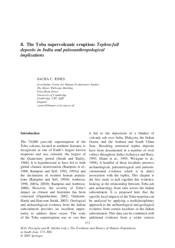 (PDF) The Toba supervolcanic eruption: Tephra-fall deposits in India ...