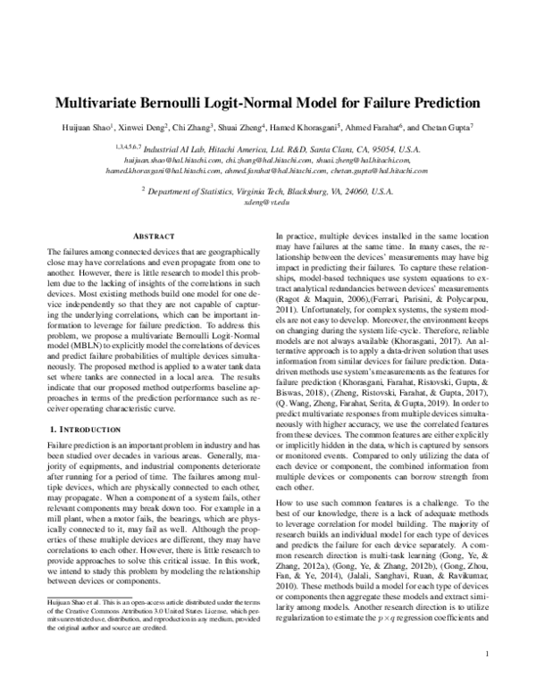 (PDF) Multivariate Bernoulli Logit-Normal Model for Failure Prediction