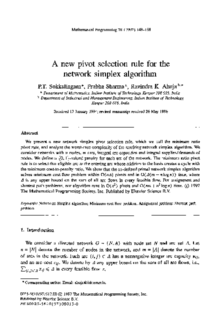 (PDF) A new pivot selection rule for the network simplex algorithm