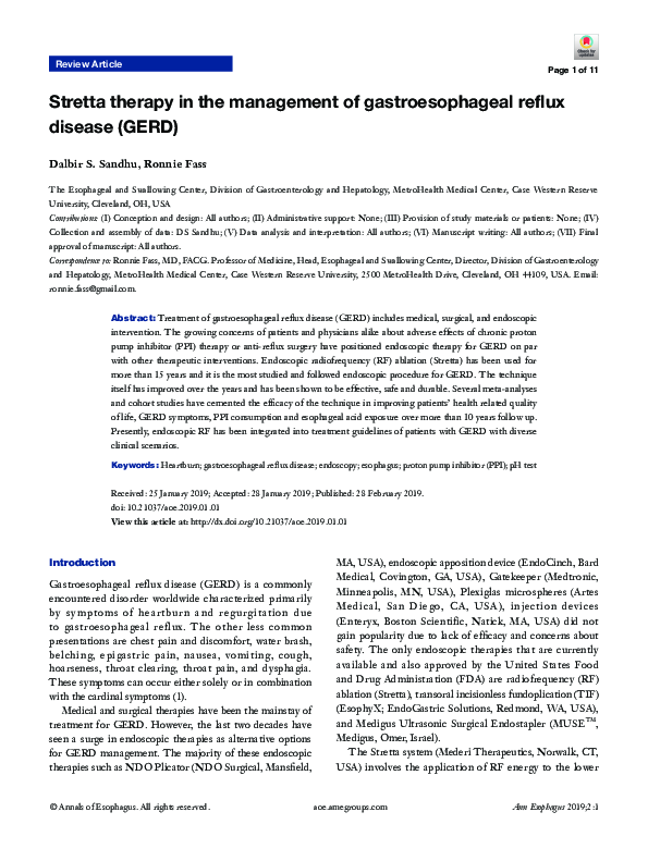 (PDF) Stretta therapy in the management of gastroesophageal reflux ...