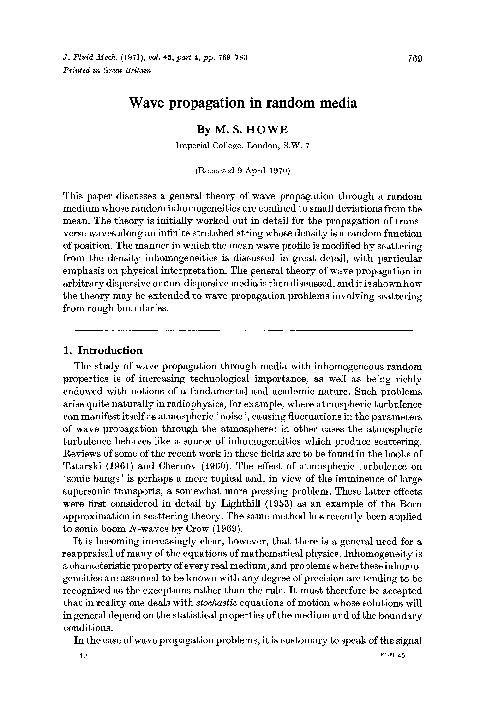 (PDF) Wave propagation in random media