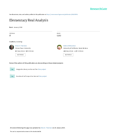 (PDF) Elementary Real Analysis