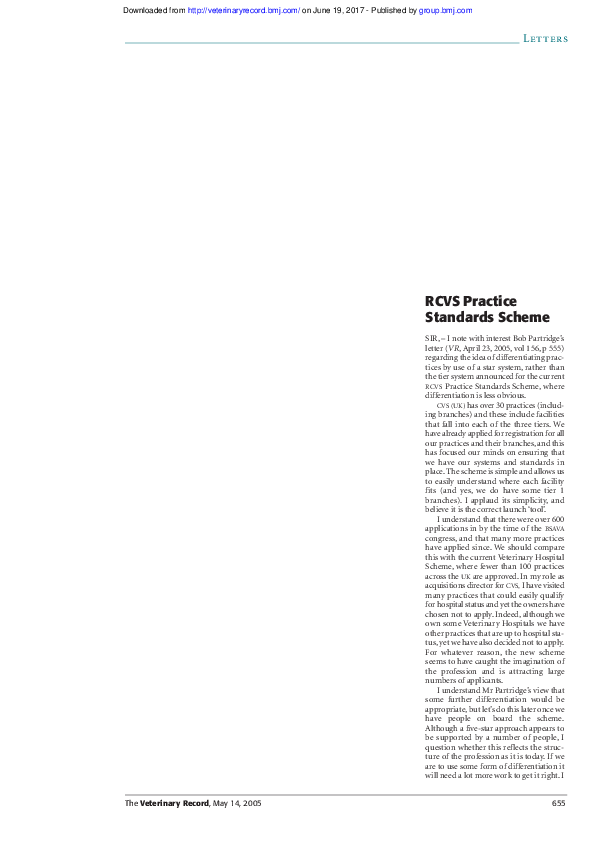 (PDF) RCVS practice standards scheme