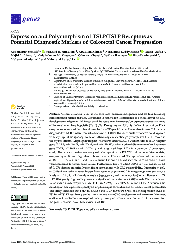 (PDF) Expression and Polymorphism of TSLP/TSLP Receptors as Potential ...