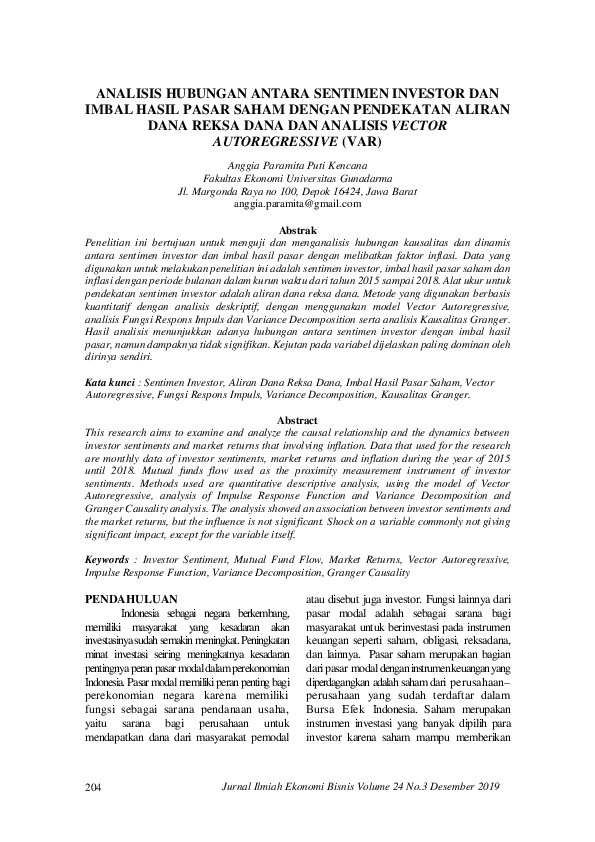 (PDF) Analisis Hubungan Antara Sentimen Investor Dan Imbal Hasil Pasar ...