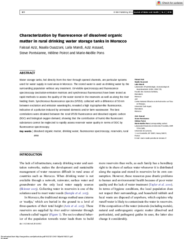 (PDF) Fluorescence Characterization of Rural Water in Morocco