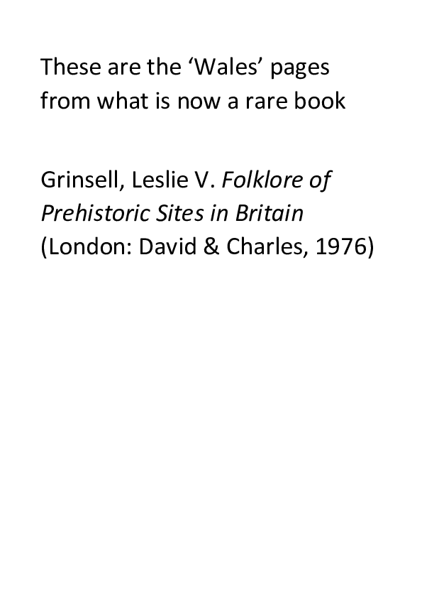 (PDF) Grinsell, Folklore of Prehistoric Sites in Wales