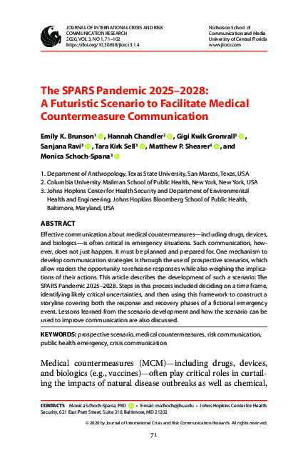 (PDF) The SPARS Pandemic 2025-2028: A Futuristic Scenario to Facilitate ...