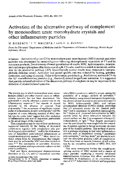 (PDF) Activation of the alternative pathway of the complement system by ...